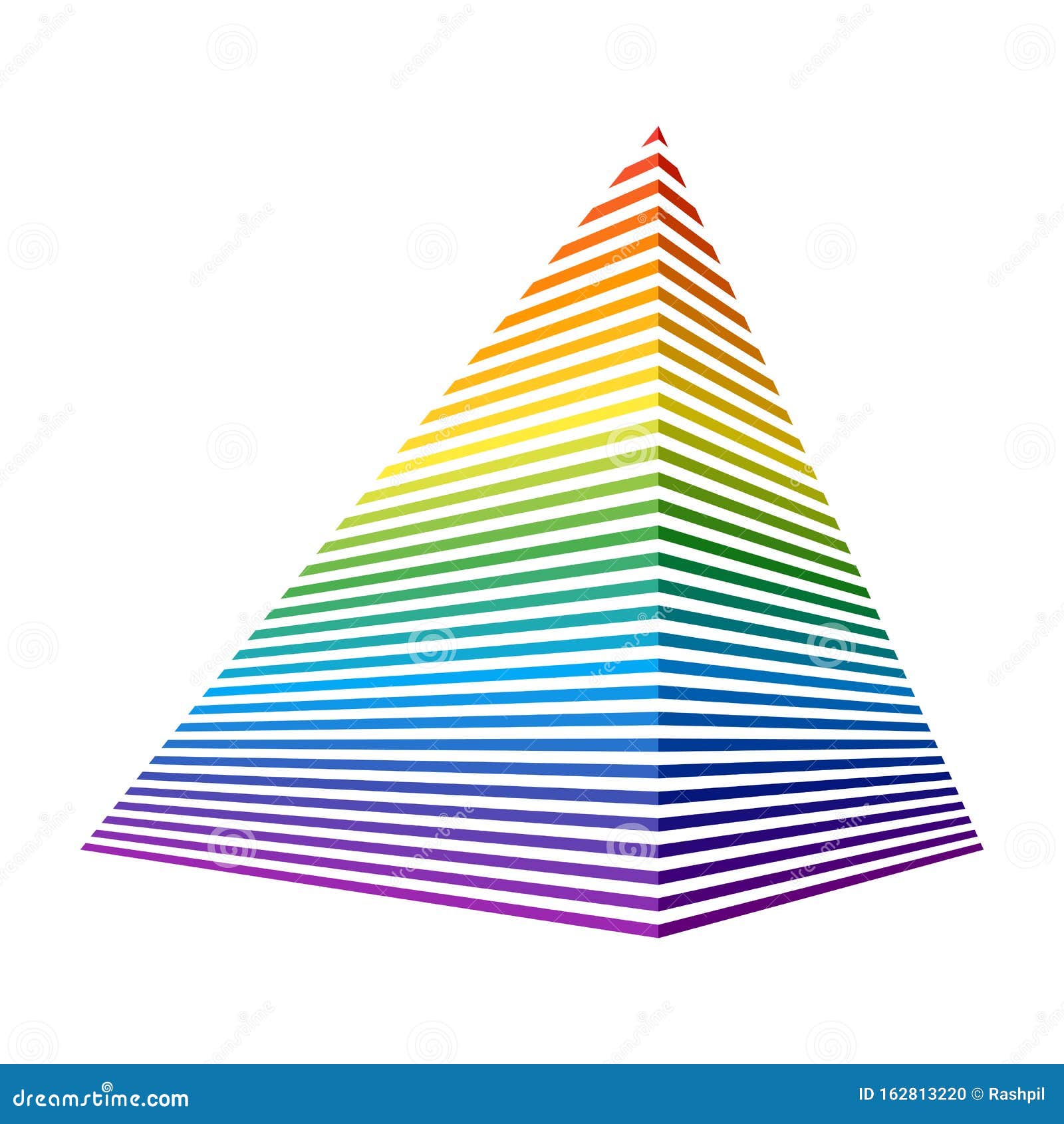 Full Color Spectrum Stripes that Makes a Pyramid in Perspective View ...