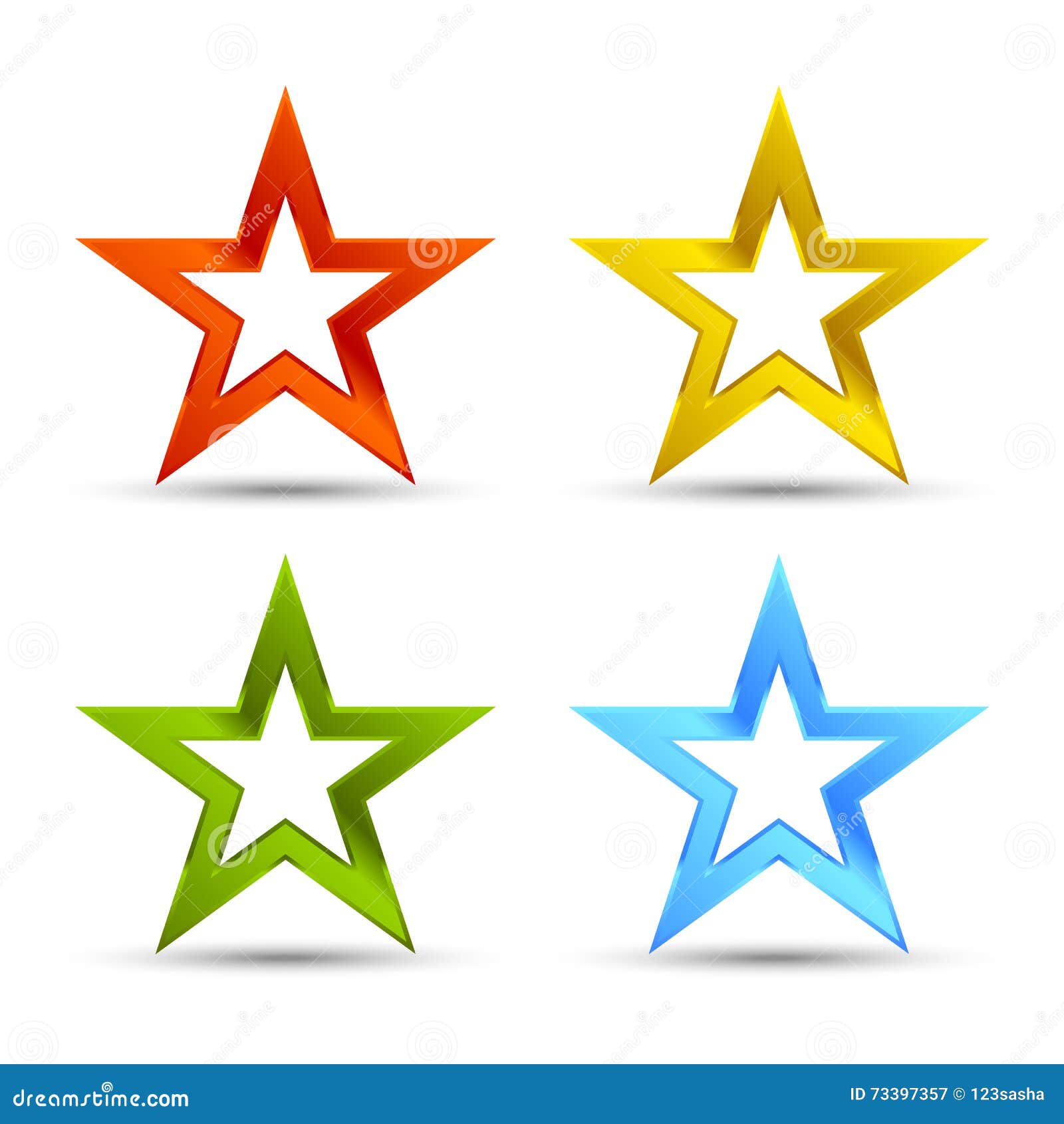 Full color star icons stock vector. Illustration of insignia - 73397357