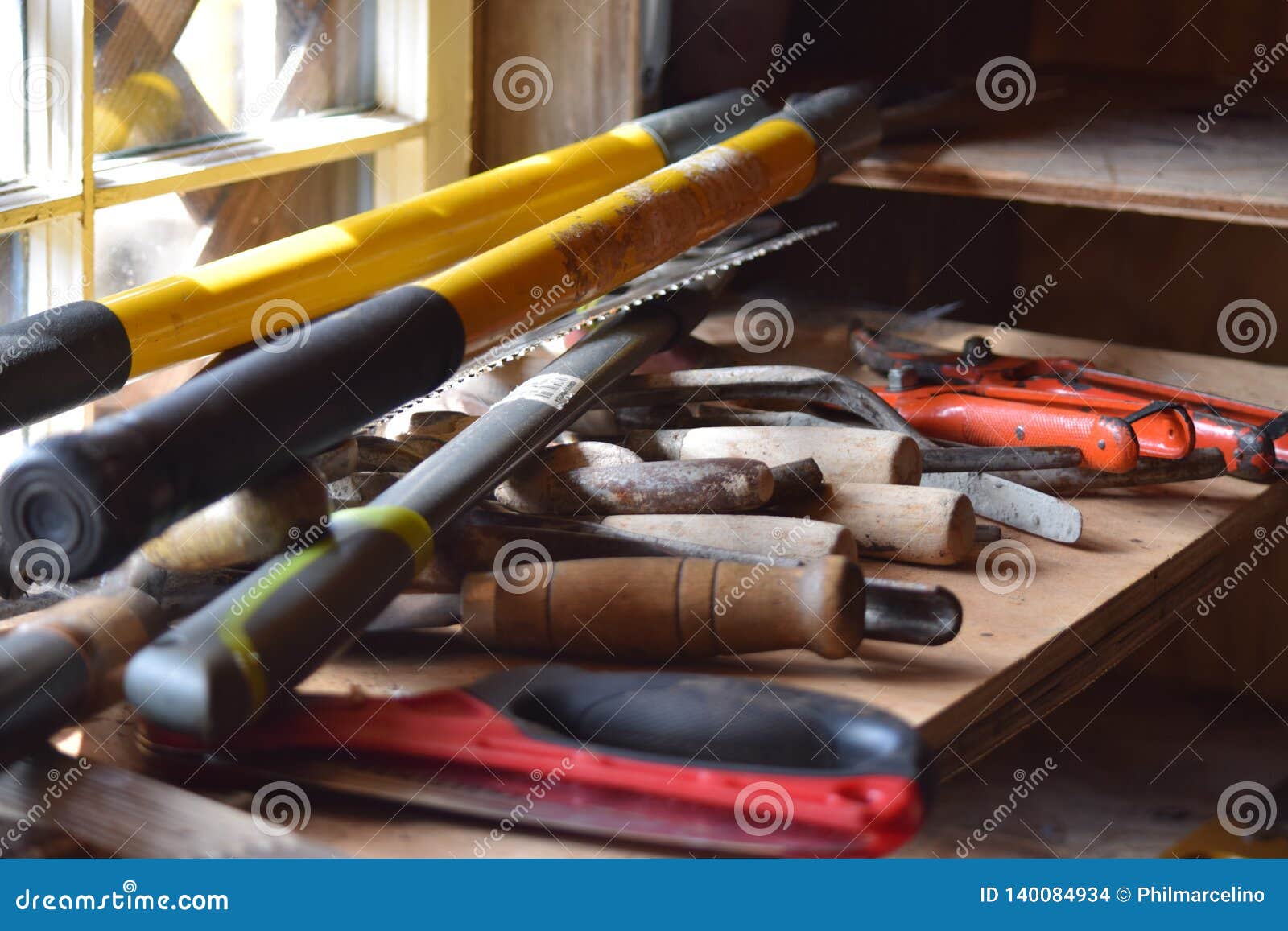 Full Color Photo of Tools on a Workbench Stock Photo - Image of color ...