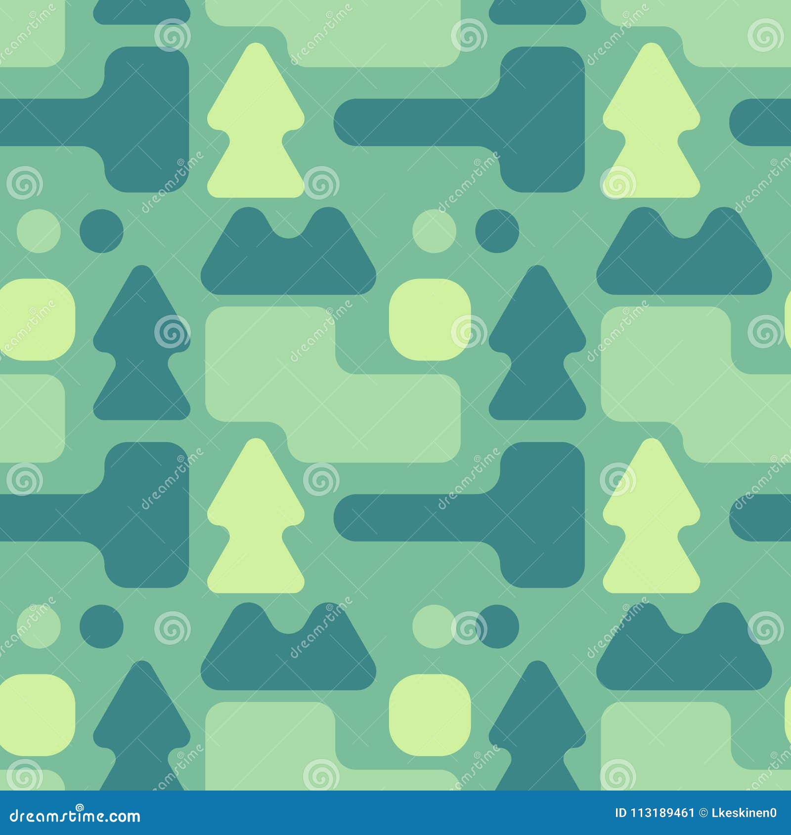 Full Colour Shape Forest Seamless Pattern Stock Vector - Illustration ...