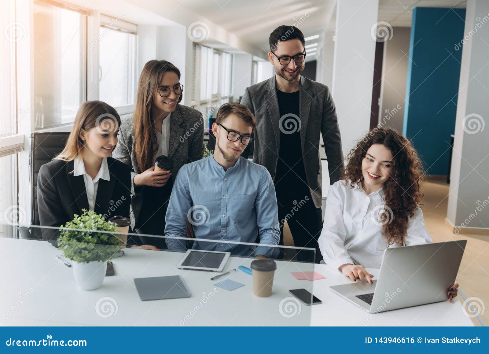 Full Concentration at Work. Corporate Team Working Colleagues Working ...