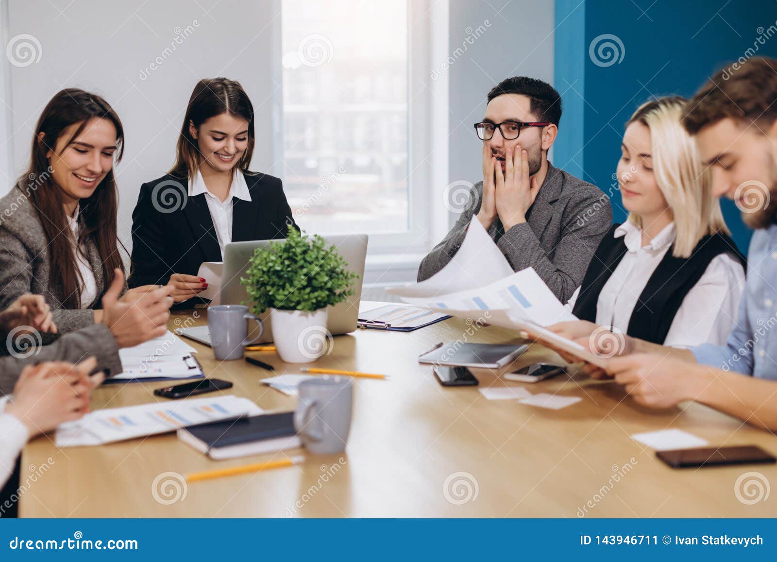 Full Concentration at Work. Corporate Team Working Colleagues Working ...