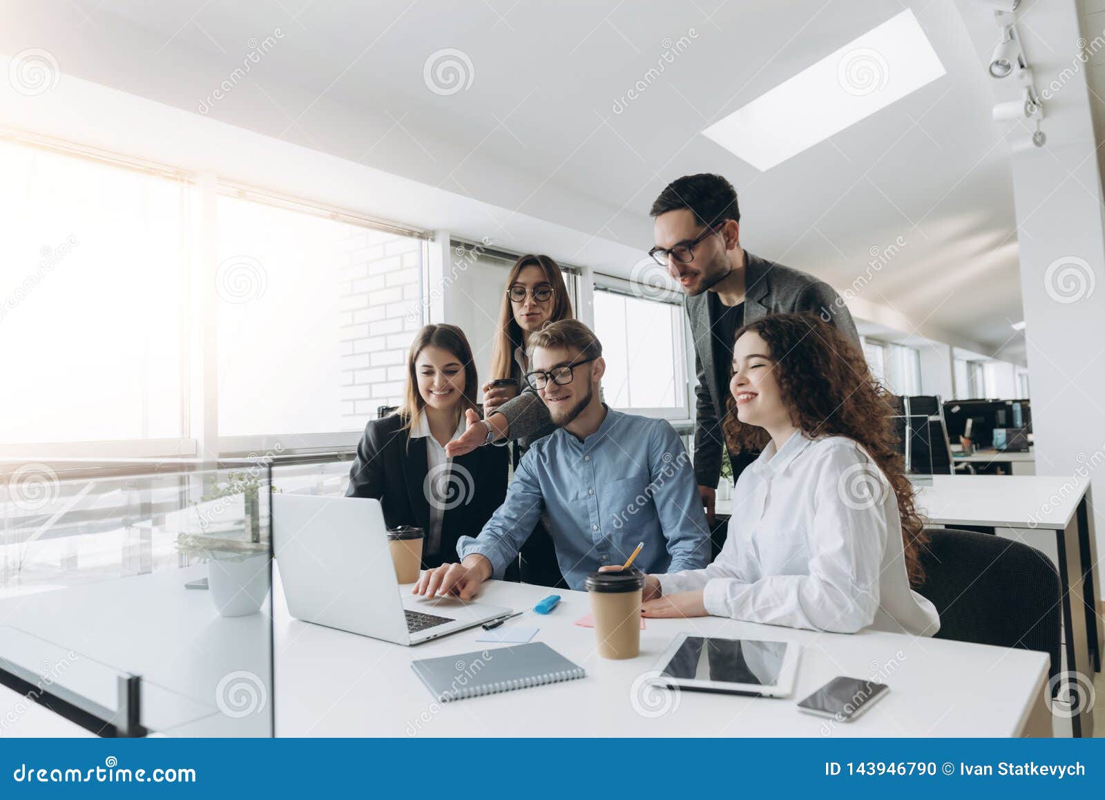 Full Concentration at Work. Corporate Team Working Colleagues Working ...