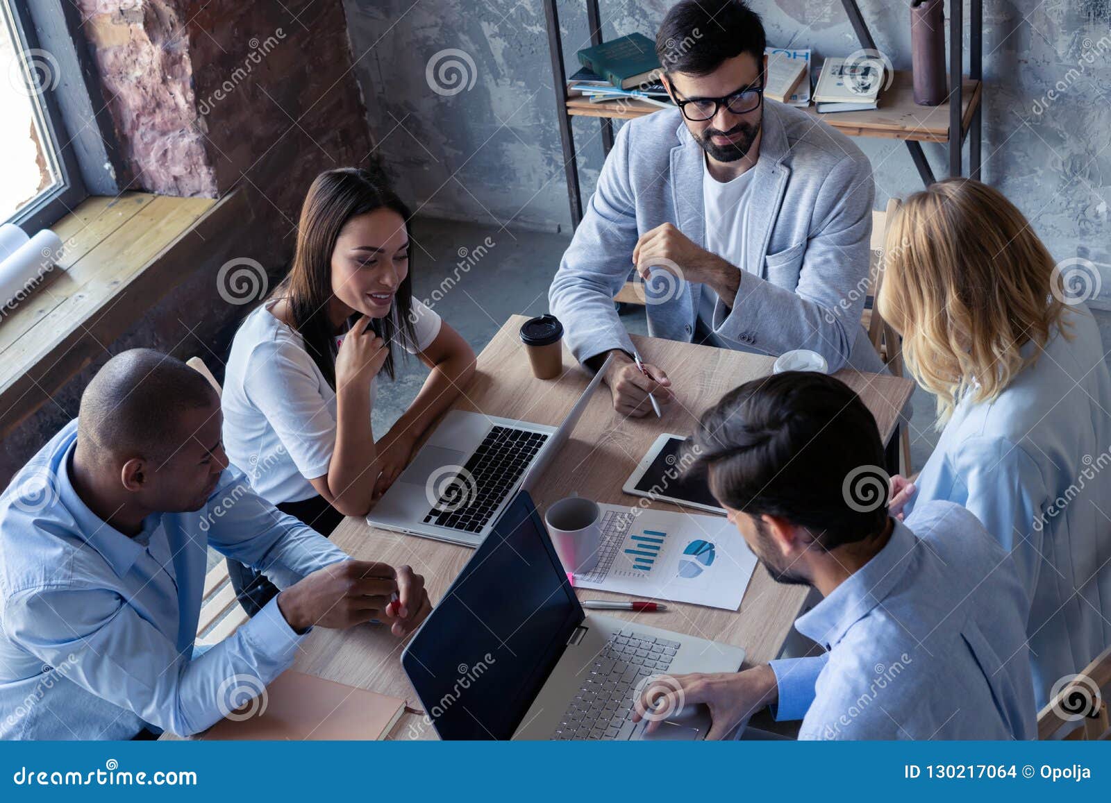 Full Concentration at Work. Group of Young Business People Working and ...
