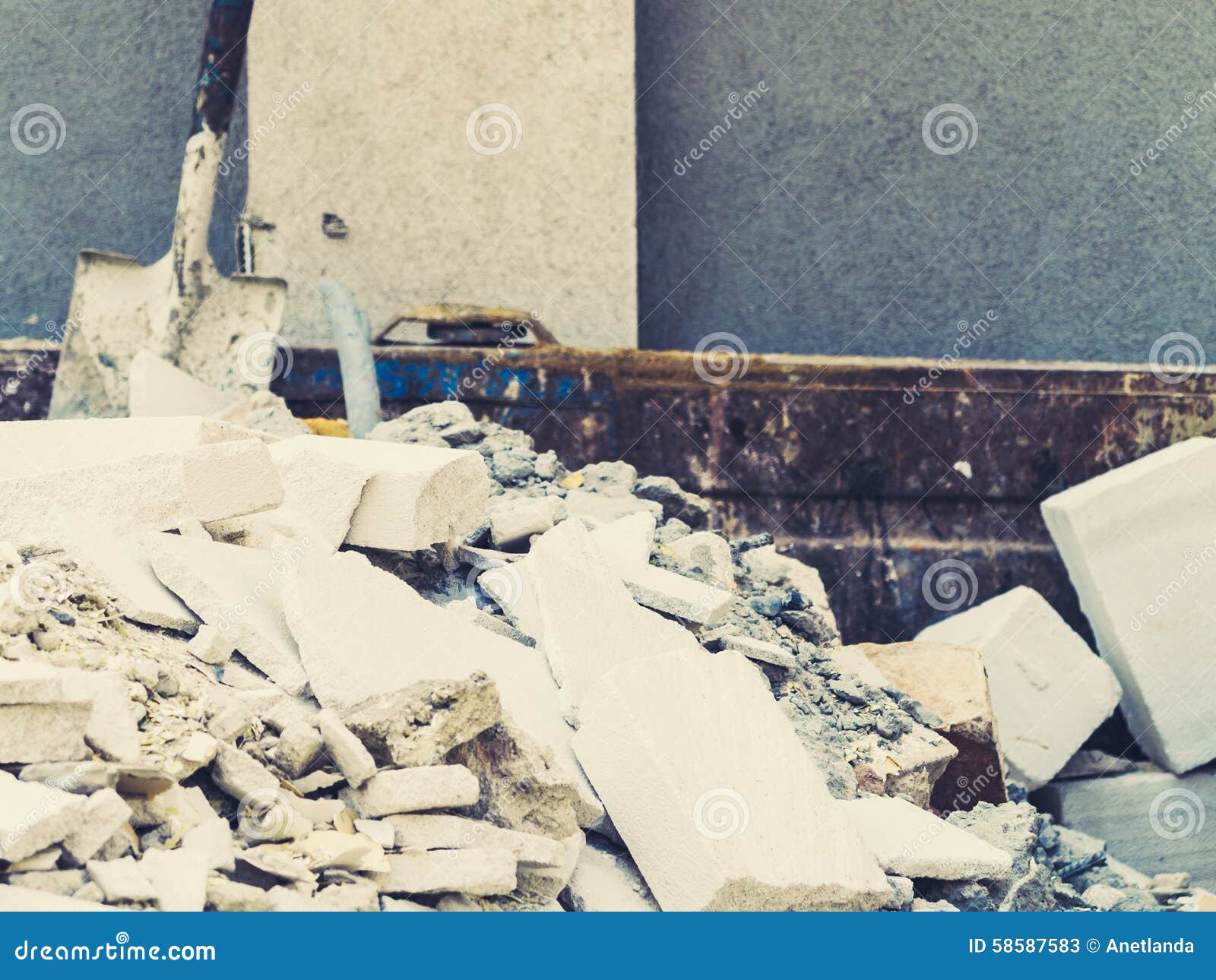 Full Construction Waste Debris Container Stock Image - Image of outdoor ...