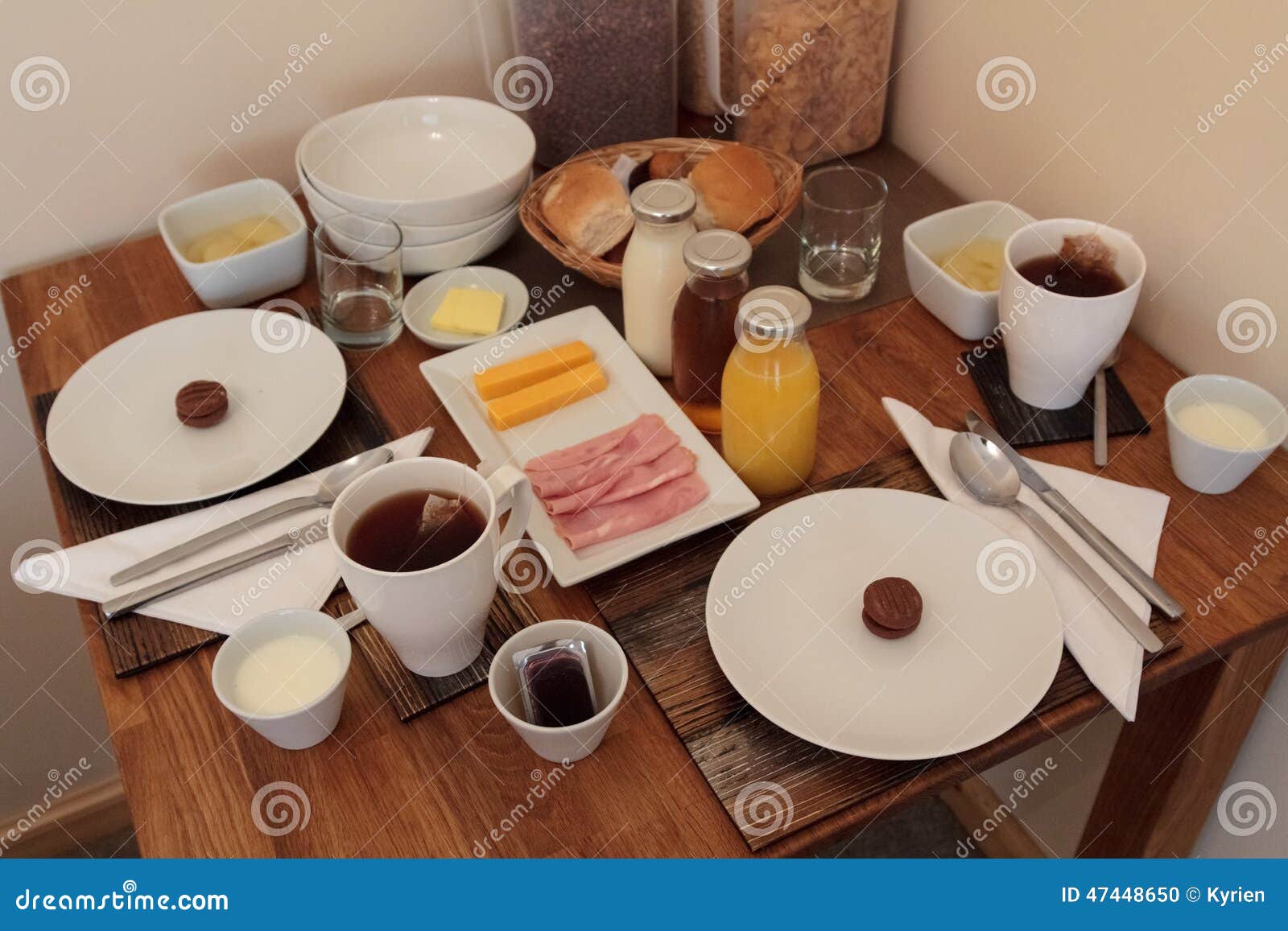 Full Continental Breakfast Table for Two Stock Photo - Image of ...