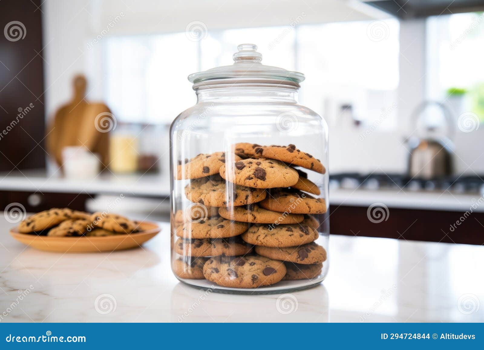 Full Cookie Jar on a Kitchen Counter Stock Photo - Image of snack ...