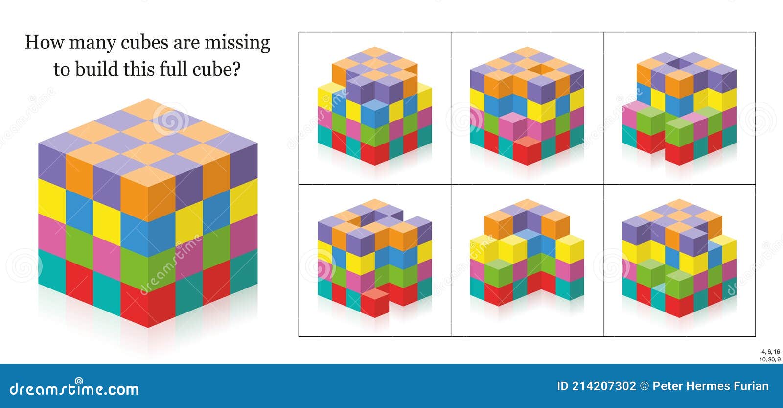 Full Cube Missing Cubes Puzzle Riddle Colorful Counting Game Stock ...