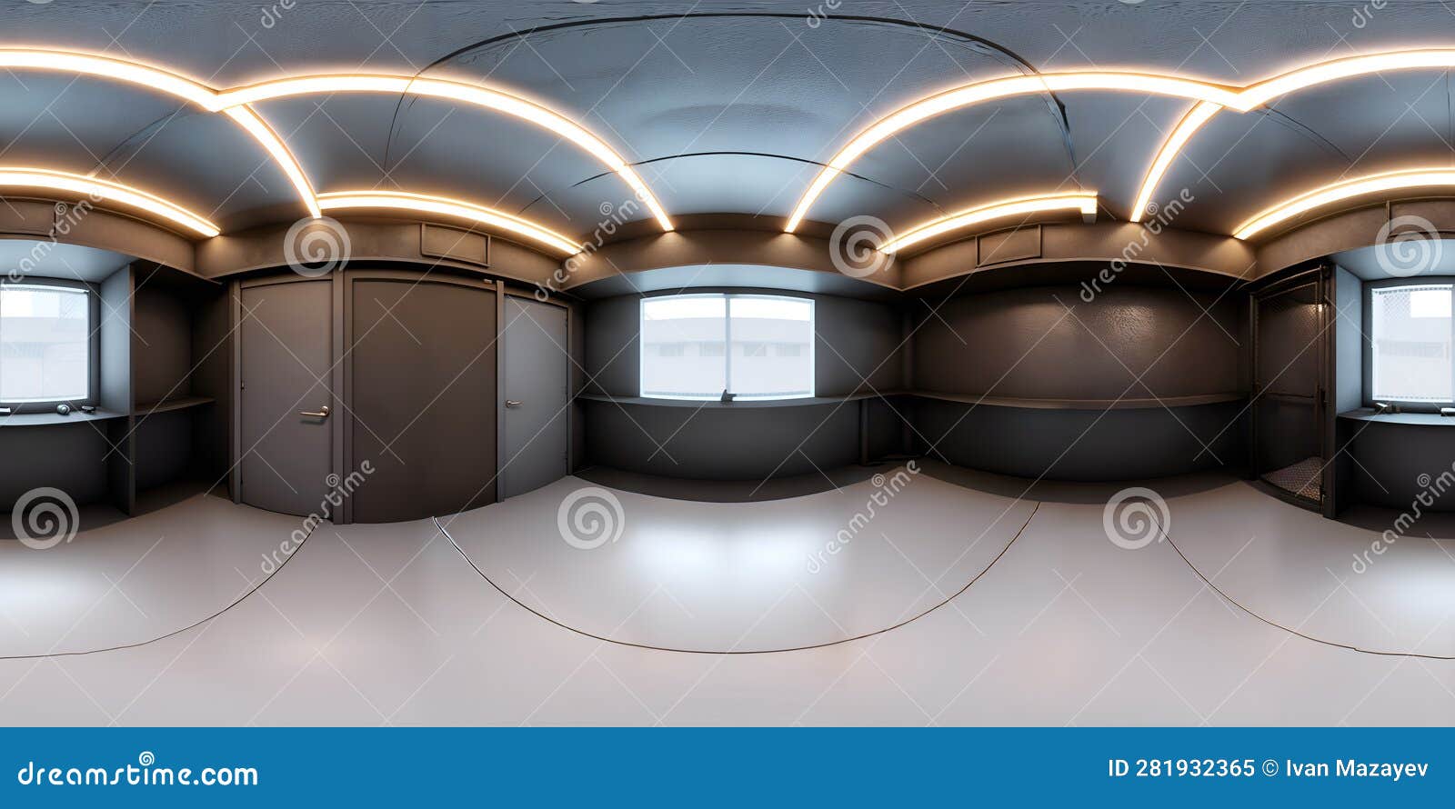 Full 360 Degree Panorama Futuristic Prison Interior Hdri Stock Illustration - Illustration of ...