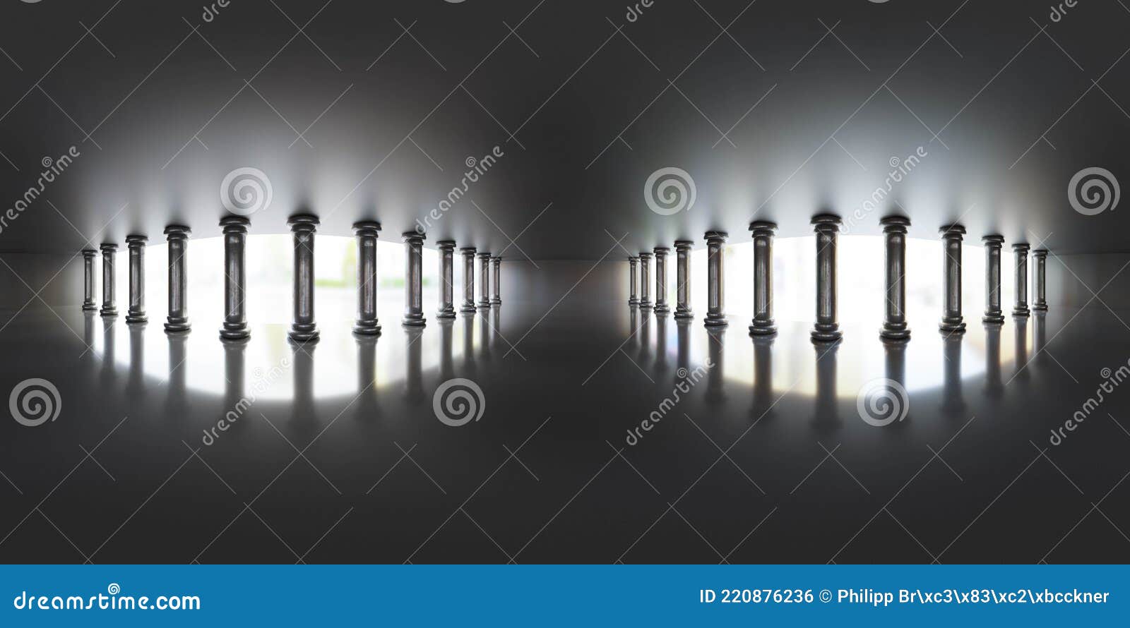 Full 360 Degree Panoramic View of Dark Hall 3d Render Illustration Hdri ...