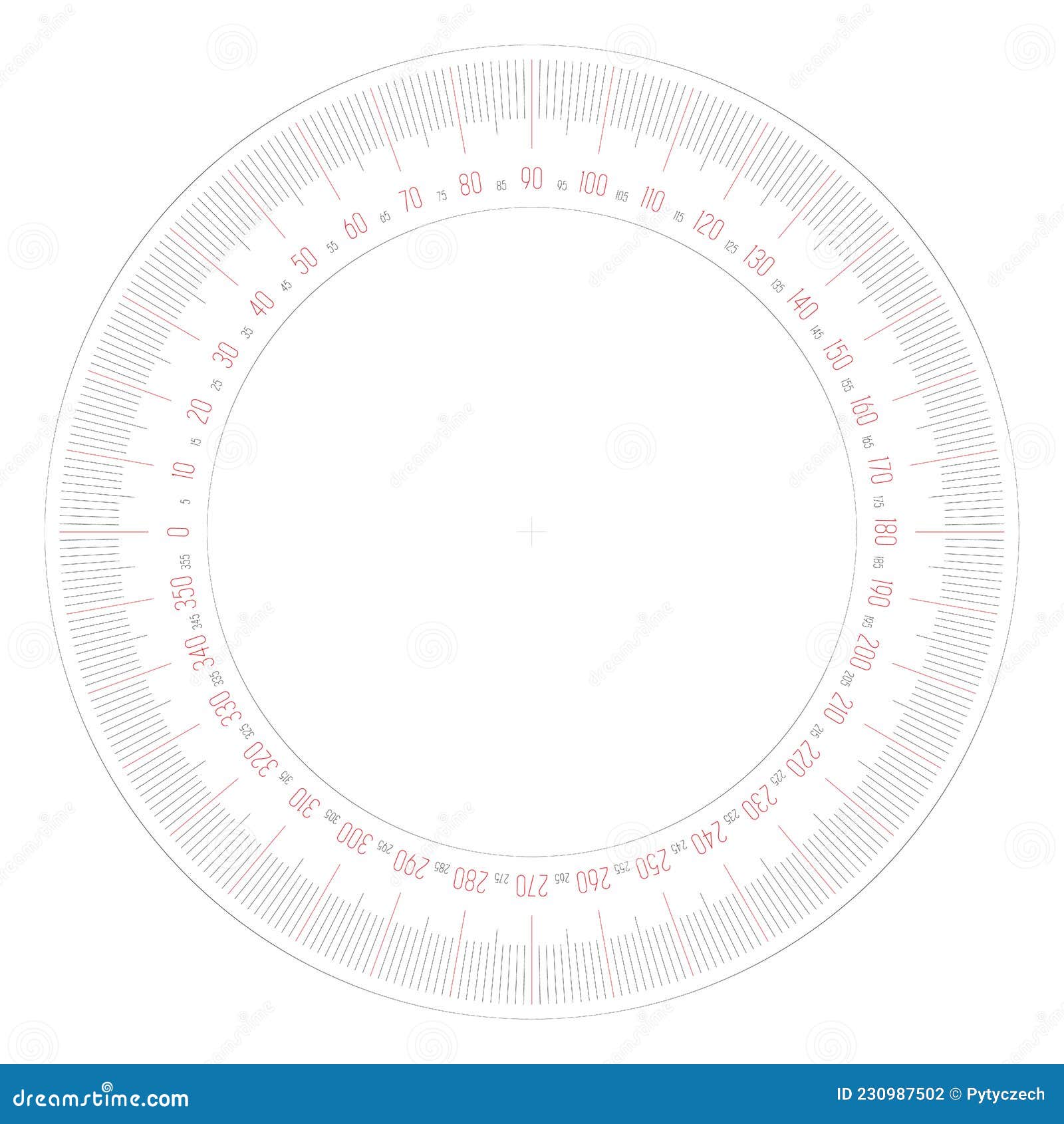 Full 360 Degrees Protractor Measuring Instrument Stock Vector ...