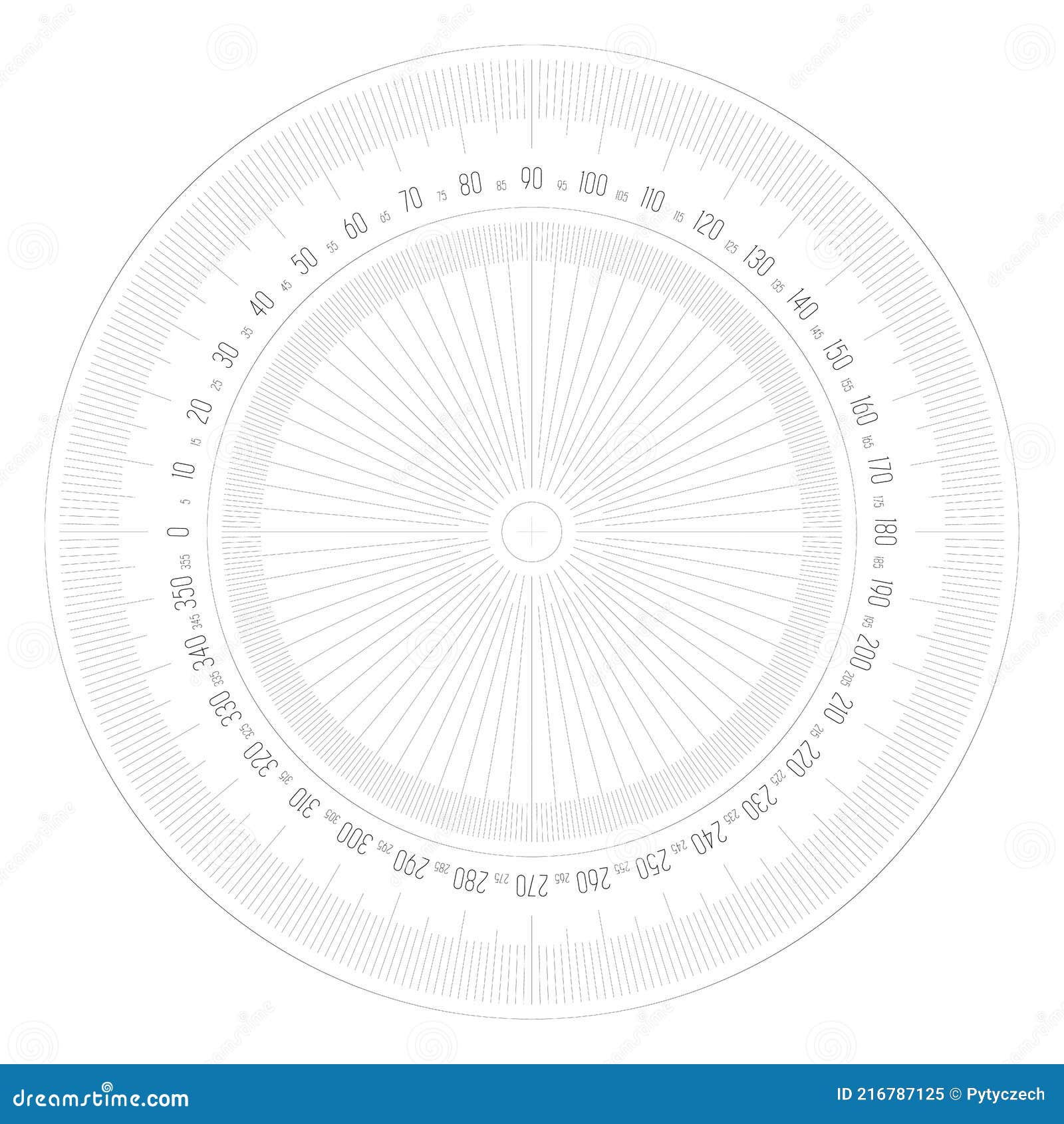Full 360 Degrees Protractor Measuring Instrument Stock Vector ...