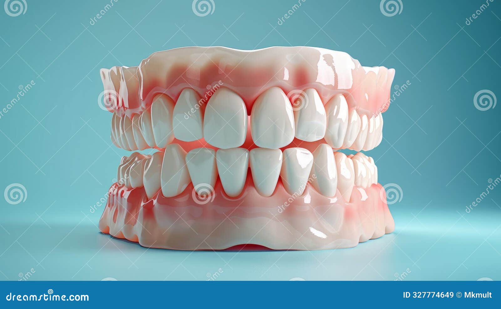 Full Denture Model on Blue Background Stock Image - Image of practice ...