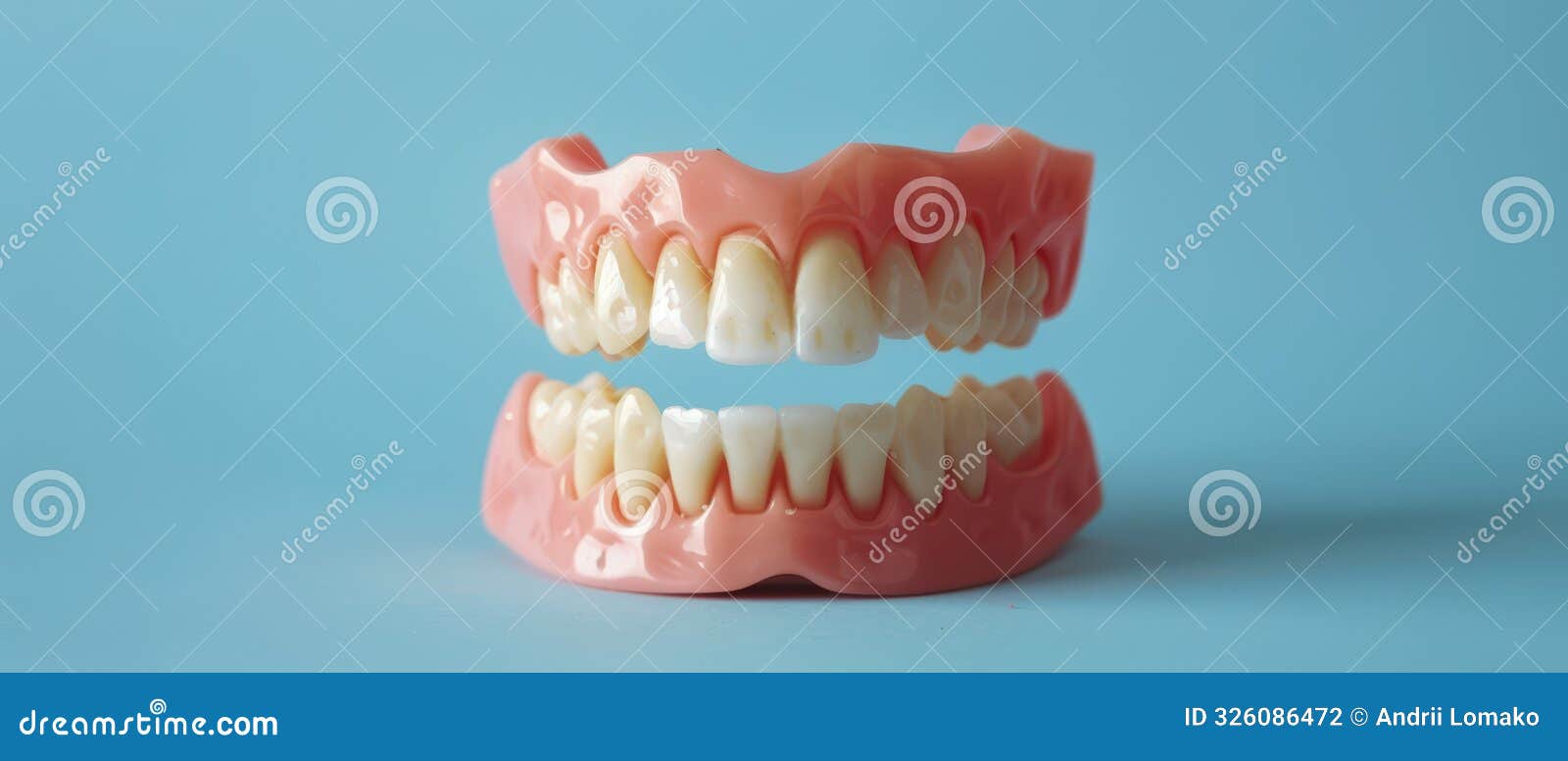 Full Denture Set Isolated on Light Blue Background Stock Photo - Image ...