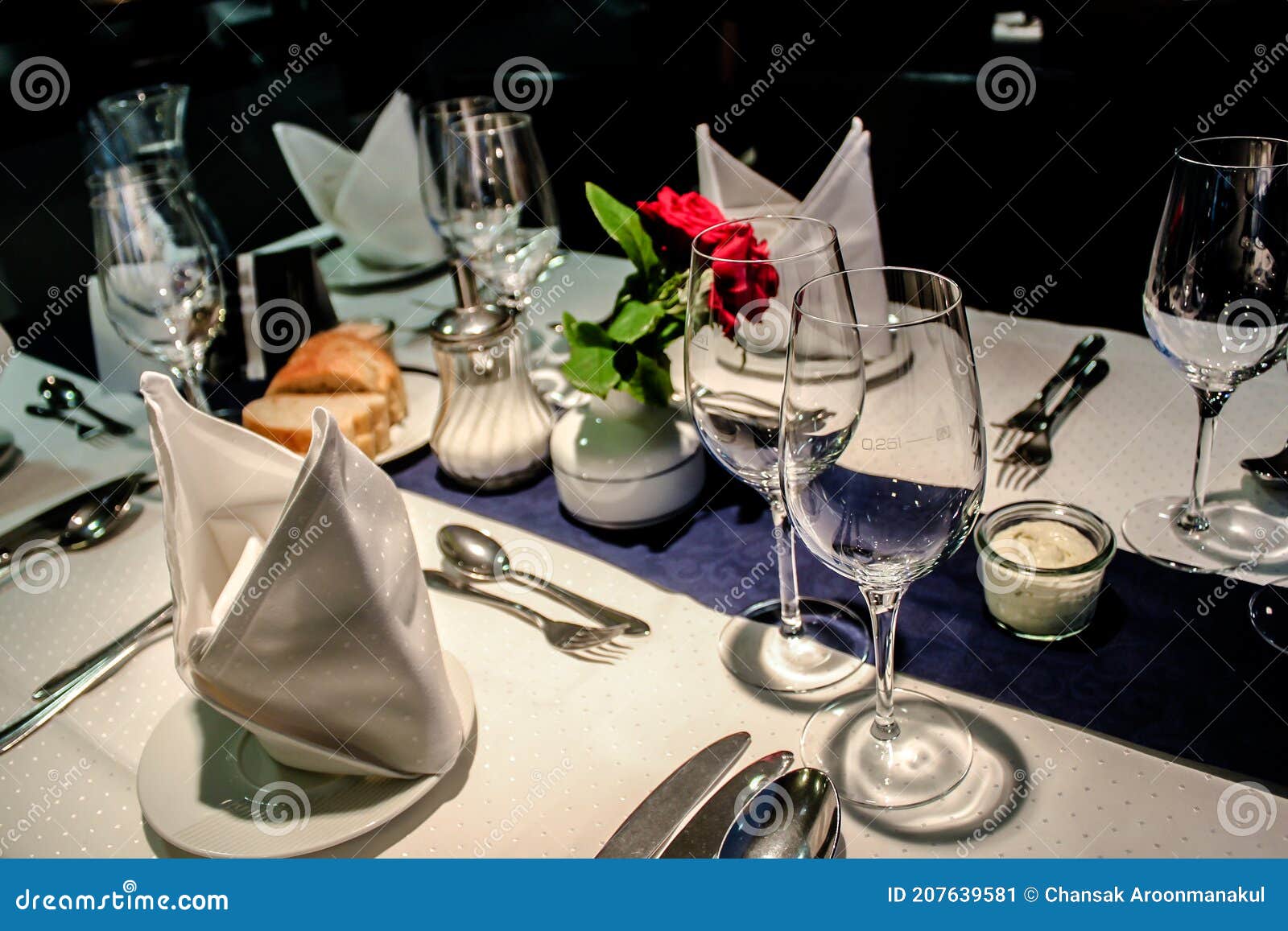 Full Dinning Table Setting in a Hotel. Stock Image - Image of ...