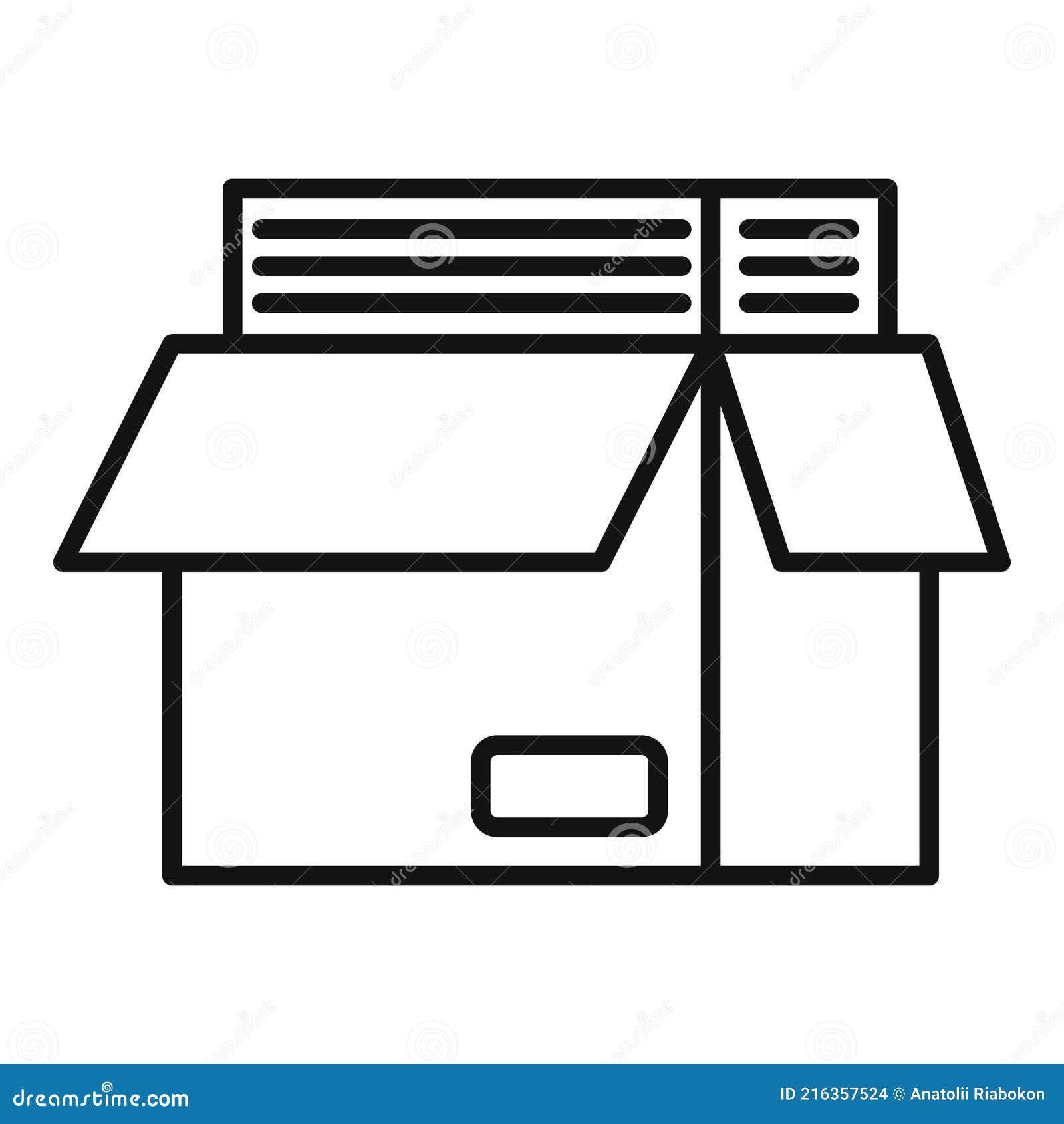 Full Documents Box Icon, Outline Style Stock Vector - Illustration of ...