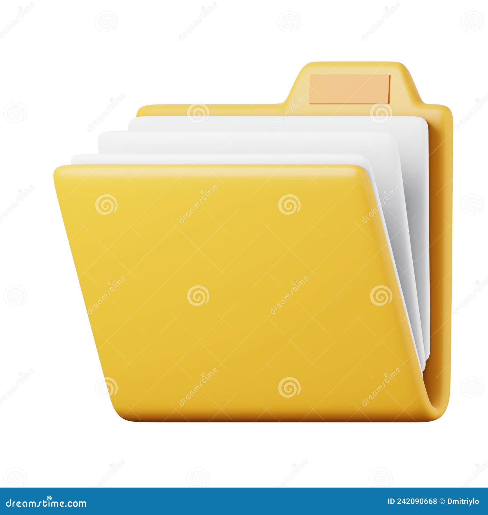 Full Documents Folder High Quality 3D Render Illustration. File ...