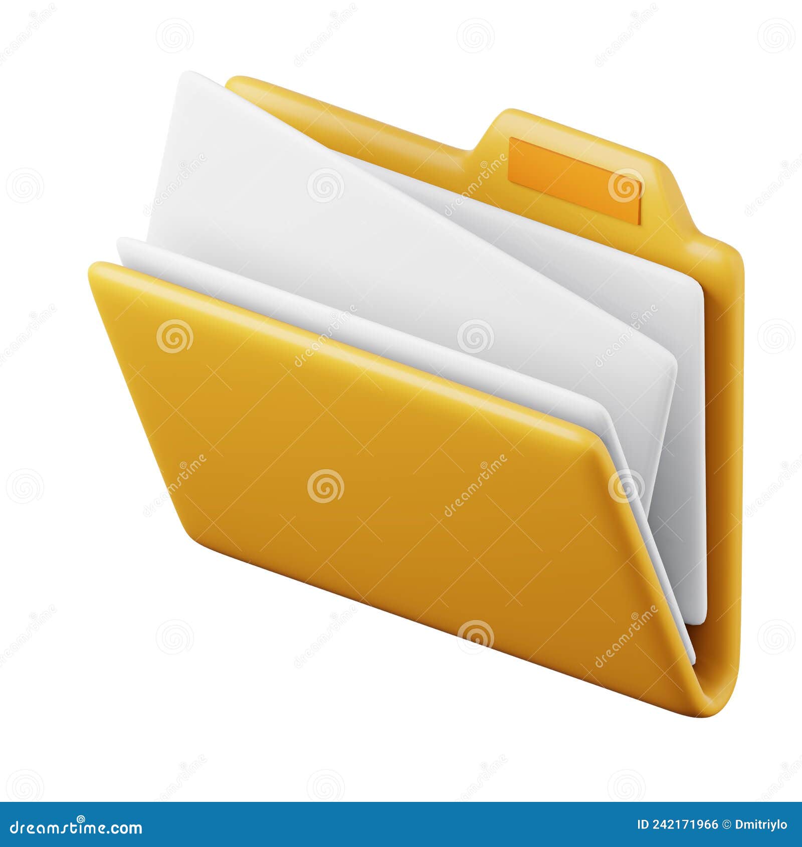 Full Documents Folder High Quality 3D Render Illustration. File ...