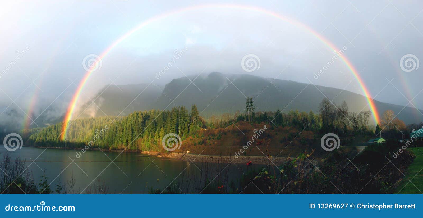Full Double Rainbow Over Lake Stock Image - Image of british, full ...