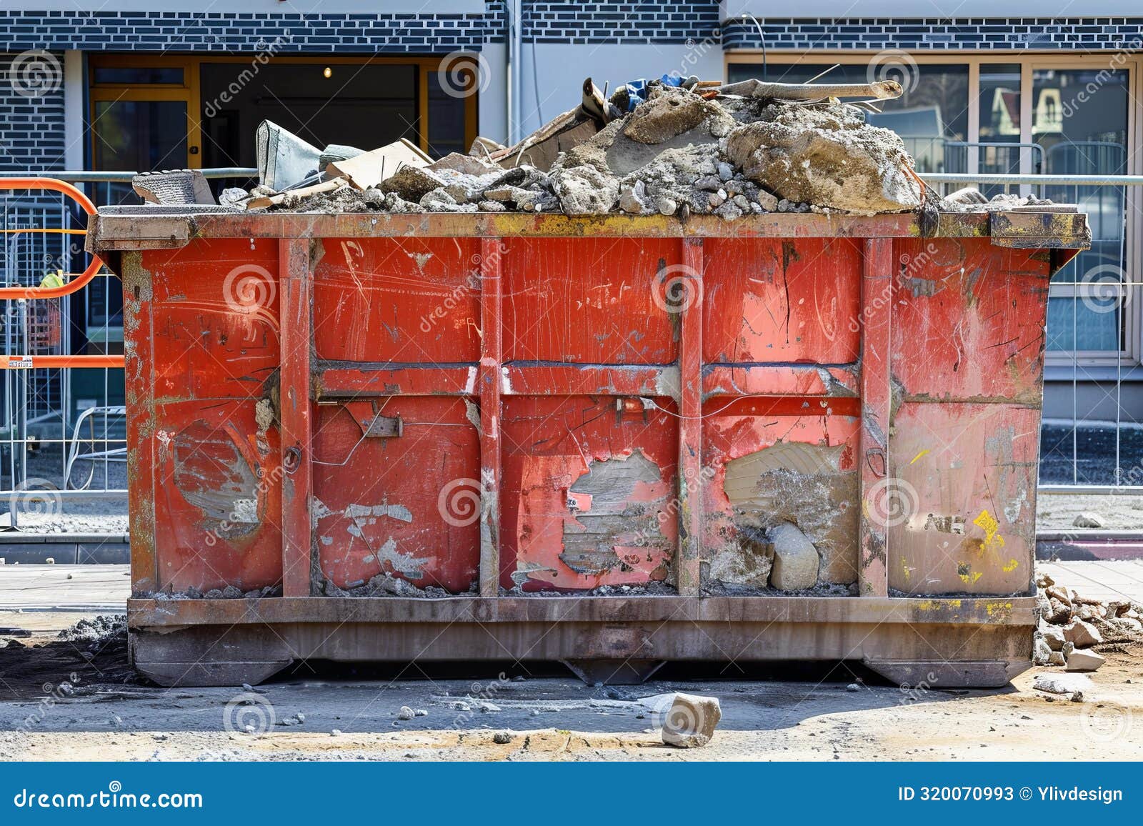 Overfilled Construction Dumpster on Urban Worksite Stock Image - Image ...
