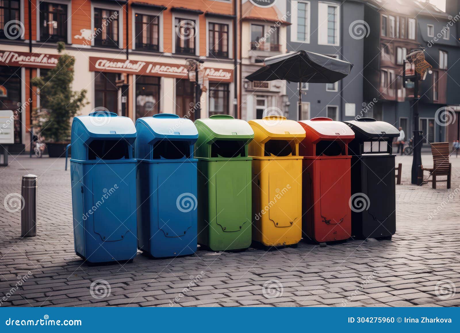 Full Dumpsters Separate Waste, Garbage Containers Standing on the ...