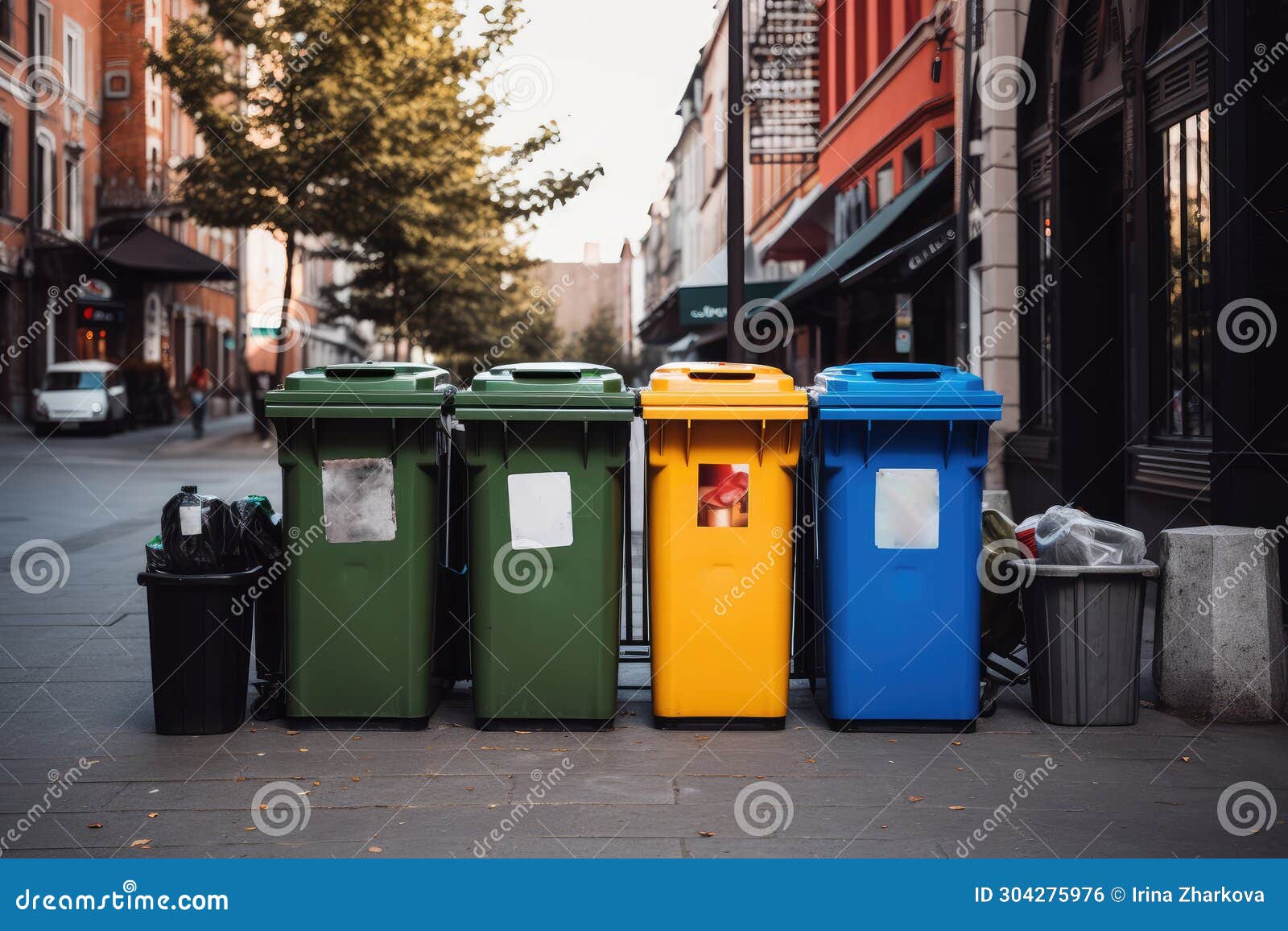 Full Dumpsters Separate Waste, Garbage Containers Standing on the ...