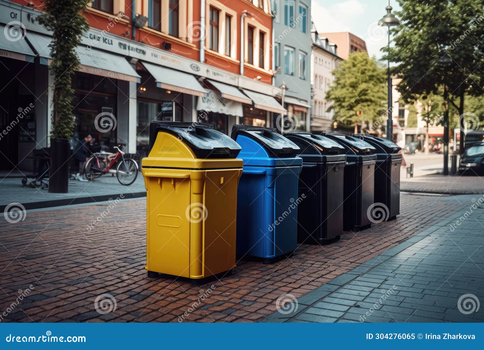 Full Dumpsters Separate Waste, Garbage Containers Standing on the ...
