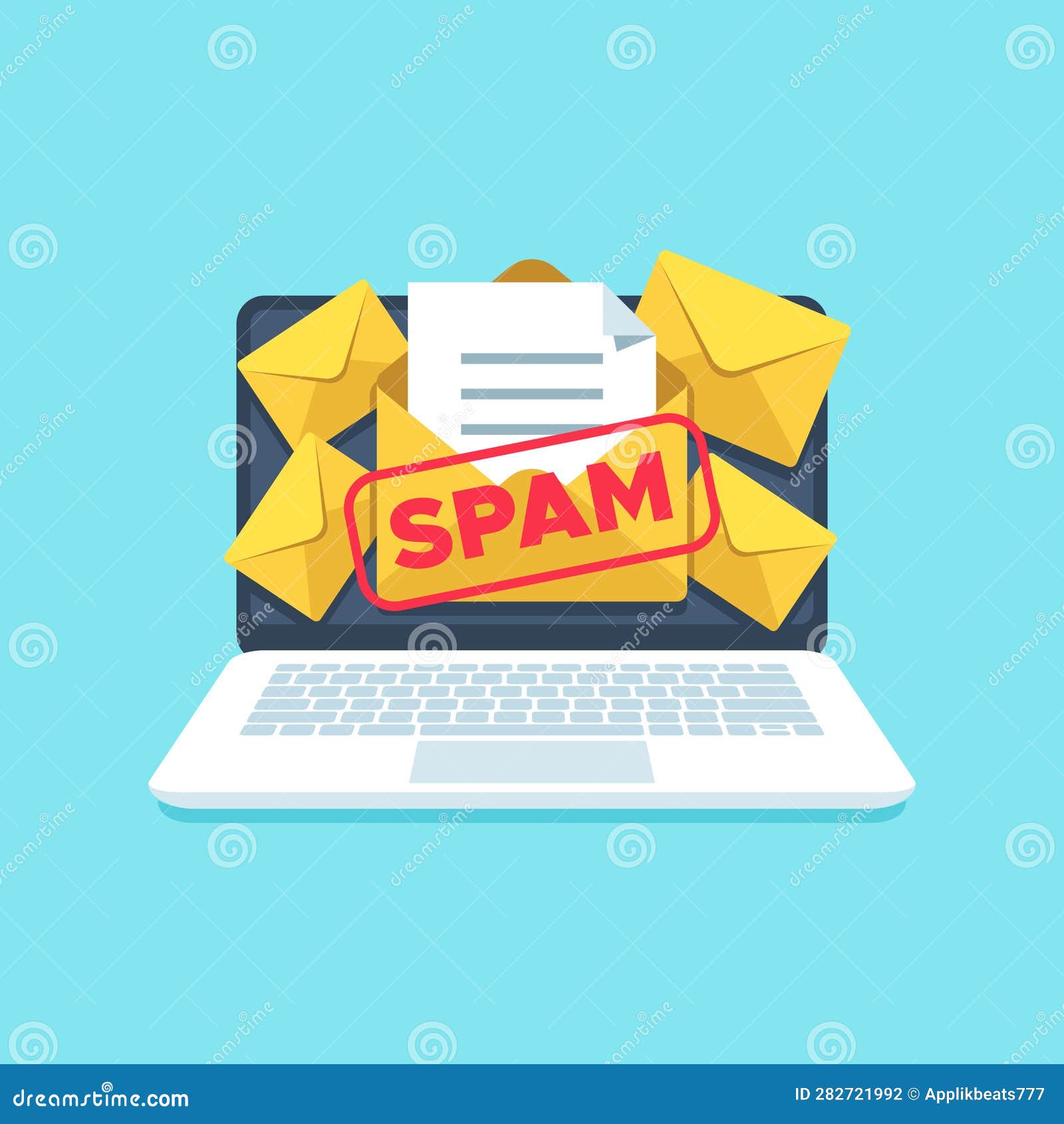Full Email Inbox Of Spam. Spammer Letters In Mailbox On Computer Screen ...