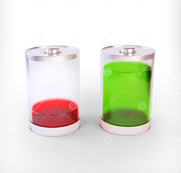Full and empty battery stock illustration. Illustration of alkaline ...