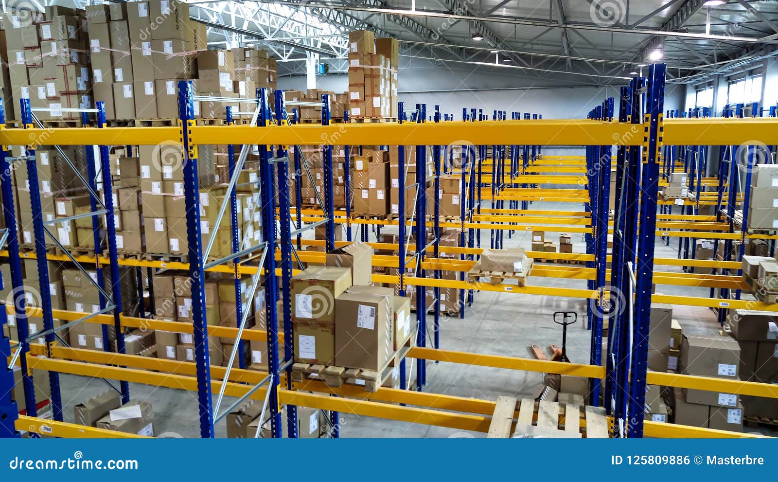 Warehouse pallet shelves stock photo. Image of construction - 125809886