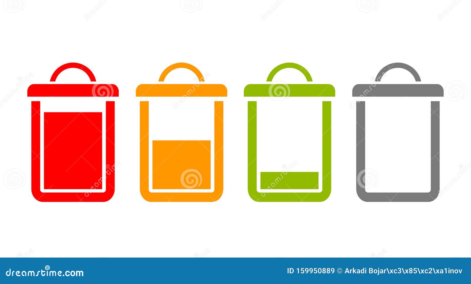 Full and Empty Trash Can Vector Icon Stock Vector - Illustration of ...