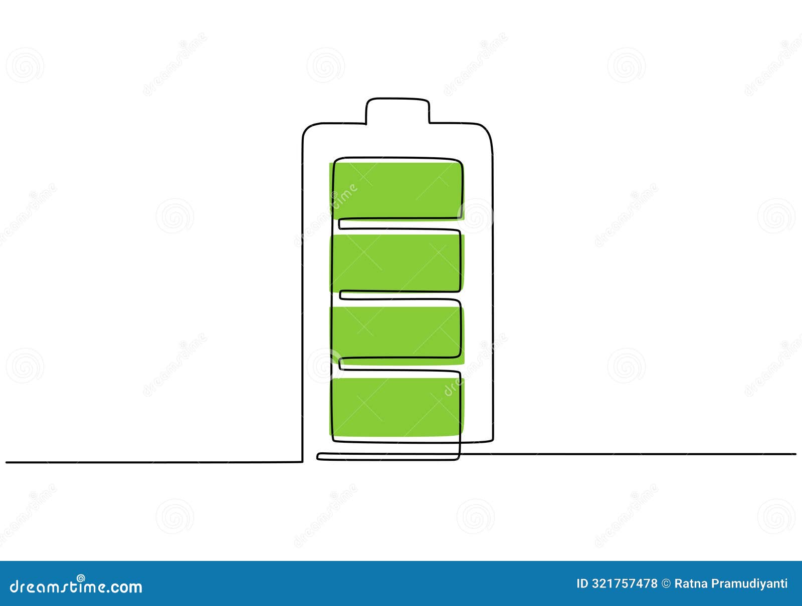 Full Energy Battery. Vector Illustration Editable Stroke with Green ...
