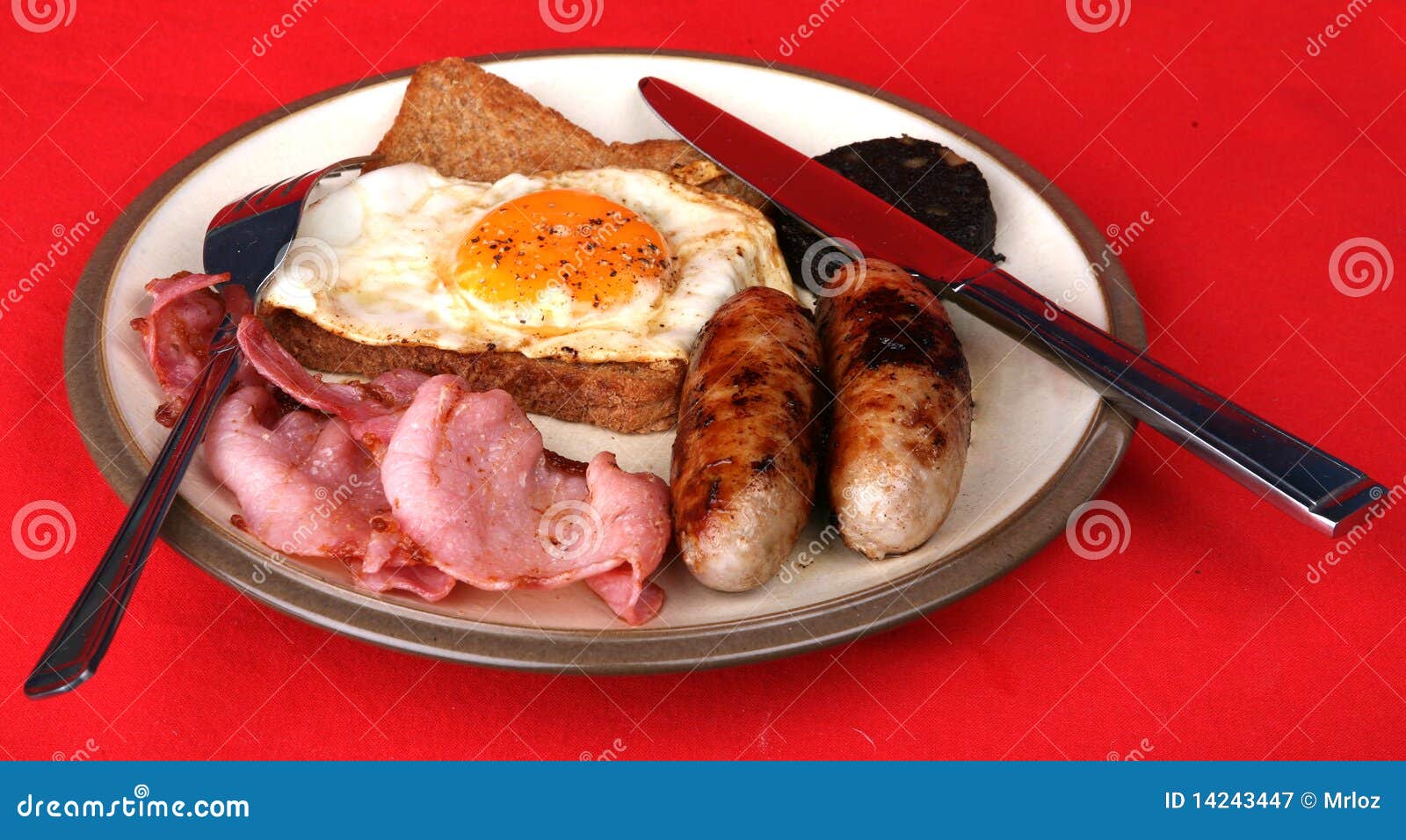 Full English Breafast stock image. Image of pudding, fork - 14243447