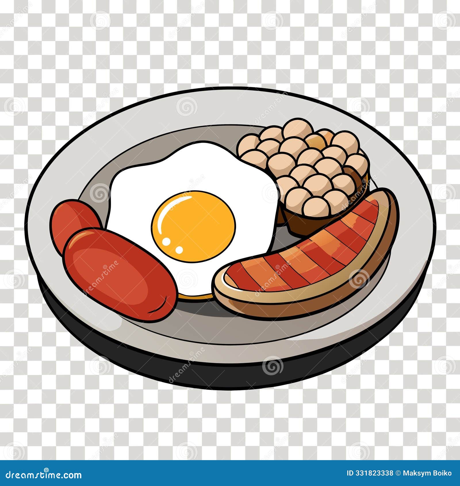 Full English Breakfast Isolated on Transparent Background Stock Vector ...