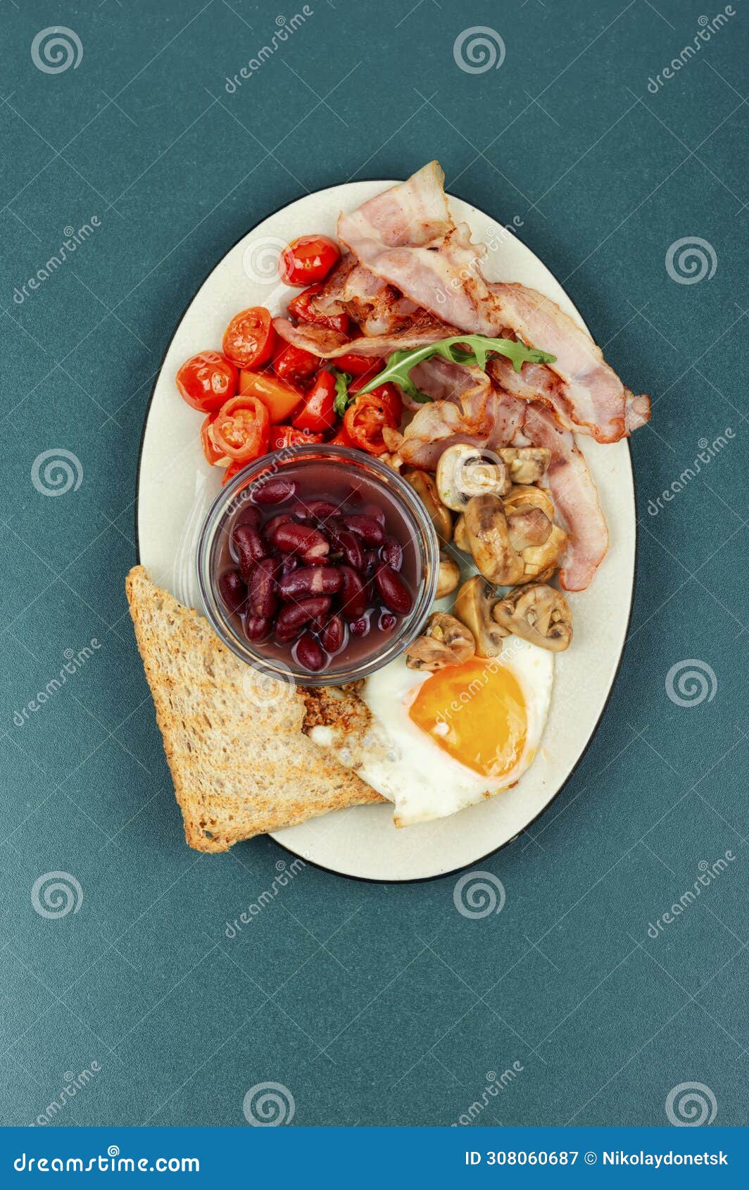 Full English Breakfast on a Plate Stock Image - Image of toast ...