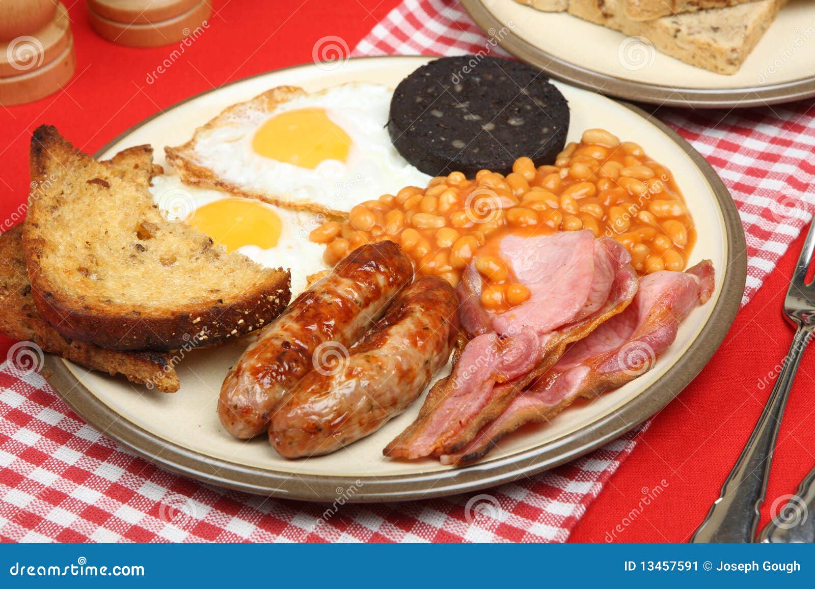 Full English Fried Breakfast Stock Image - Image of cooked, pudding ...