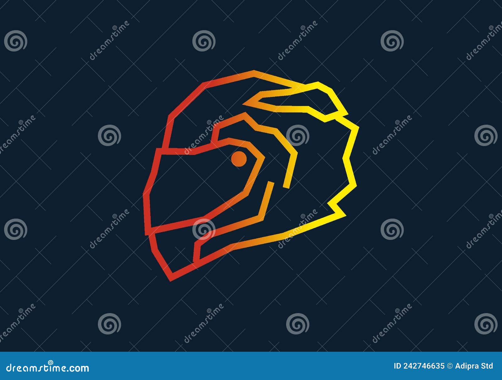 Full Face Helmet in Straight Lines Style Stock Vector - Illustration of ...