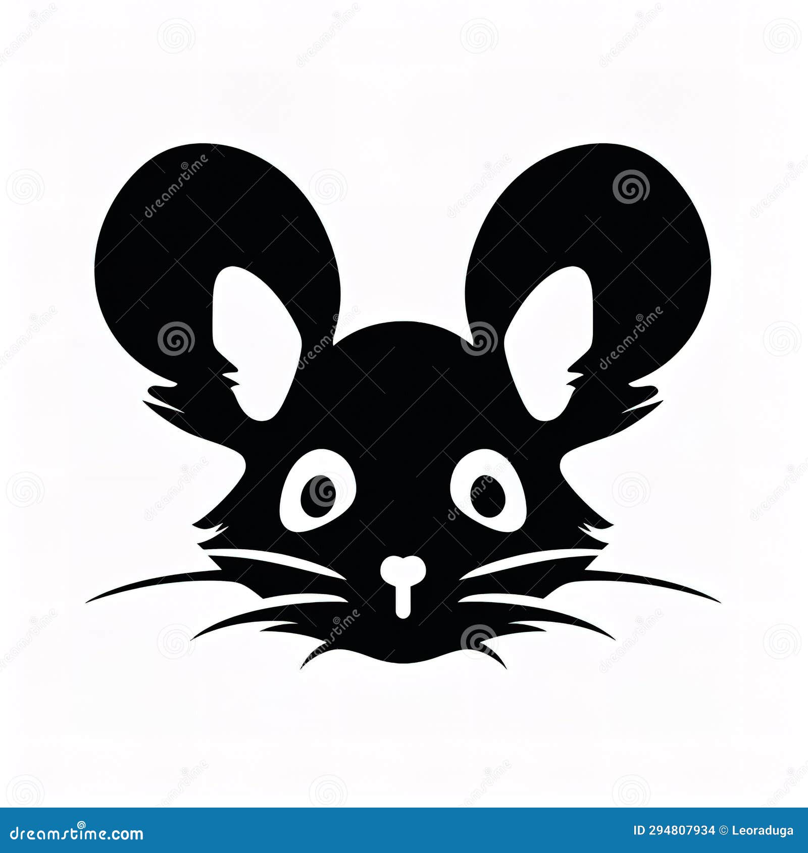 Full Face a Mouse Head Silhouette Against White Background Stock ...