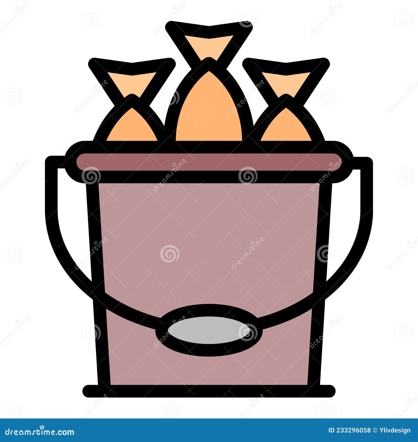 Full Fish Bucket Icon Color Outline Vector Stock Vector - Illustration ...