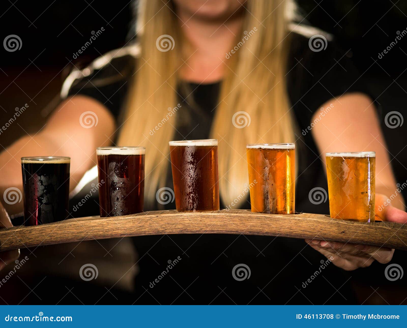 Full Flight of Beer Samples Stock Photo - Image of drink, bartender ...