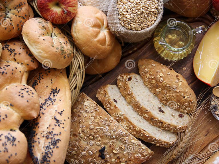 Full Frame Assorted European Breads in Rustic Style Stock Image - Image ...