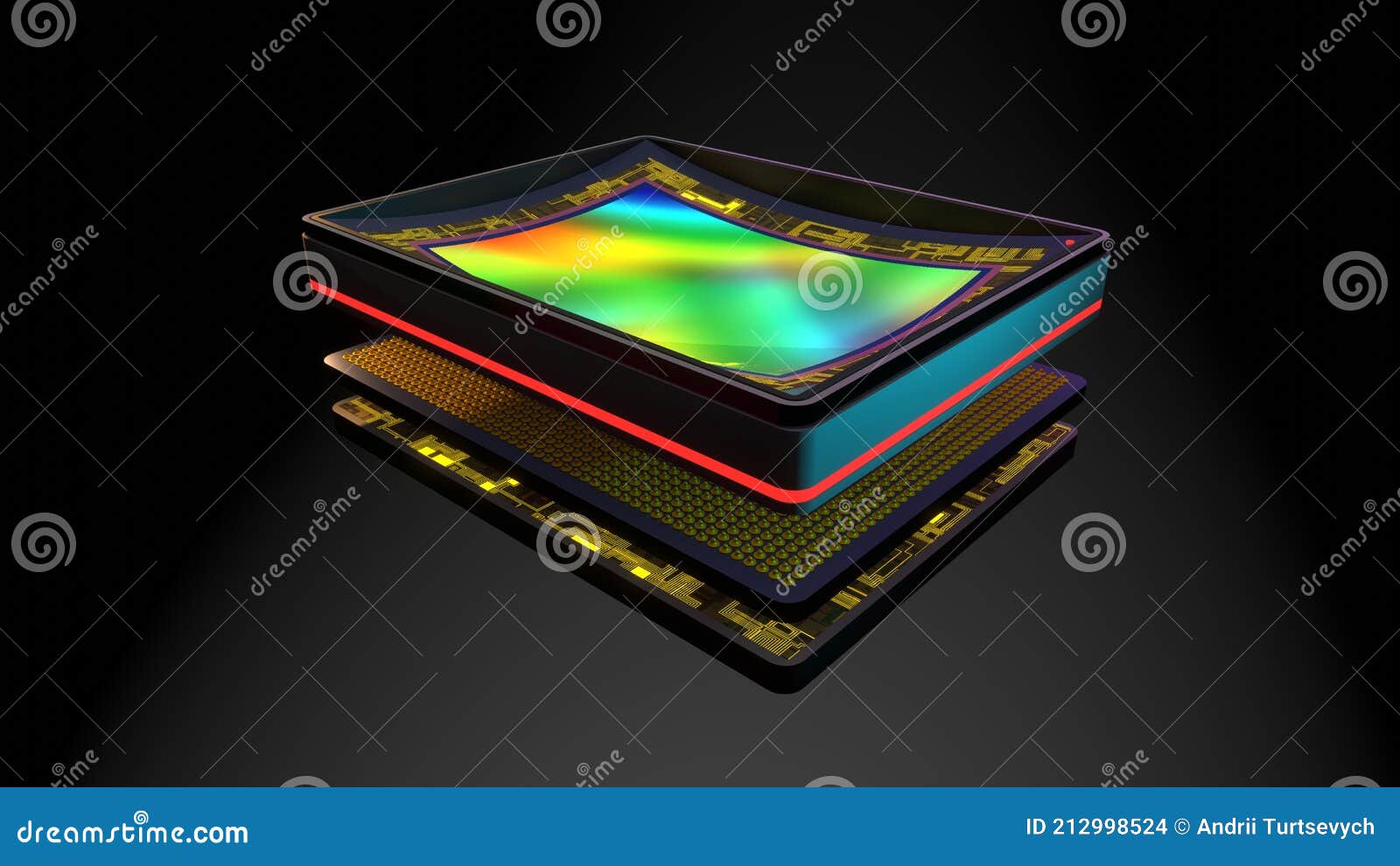 Curved Sensor for Digital Camera, Prototype 3D Rendering, Stacked ...