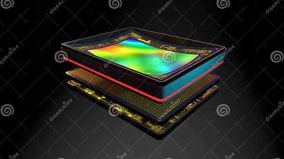 Curved Sensor for Digital Camera, Prototype 3D Rendering, Stacked ...
