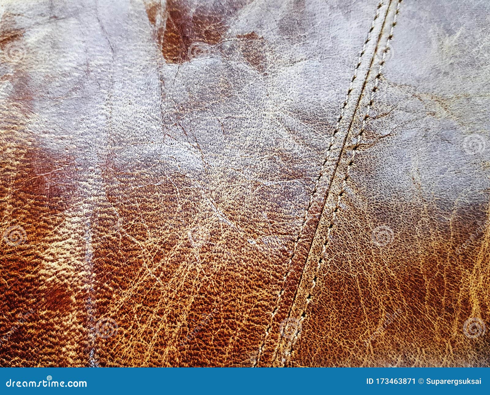 Background of Brown Stitched Leather Texture Stock Image - Image of ...