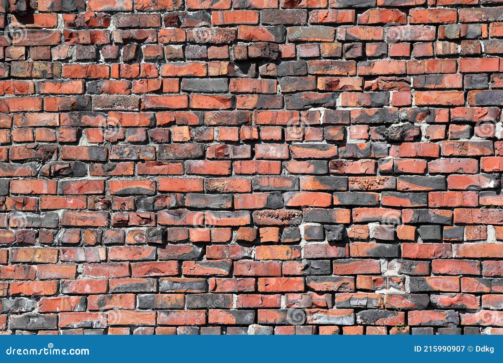 Full Frame Background Red Brick Wall Scorched by Fire. Stock Image ...