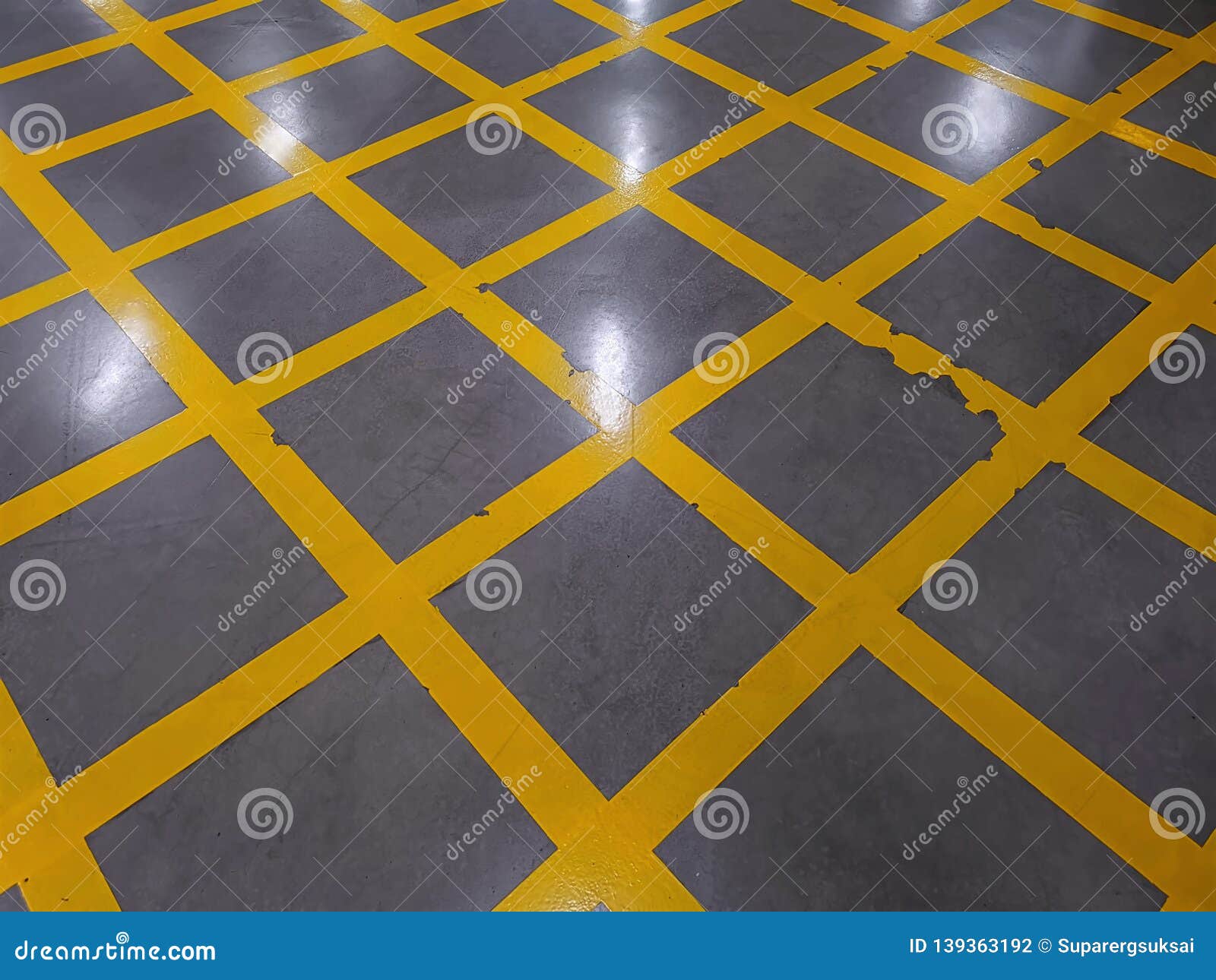 High Angle View of Yellow Grids on the Road As No Parking Area Stock ...