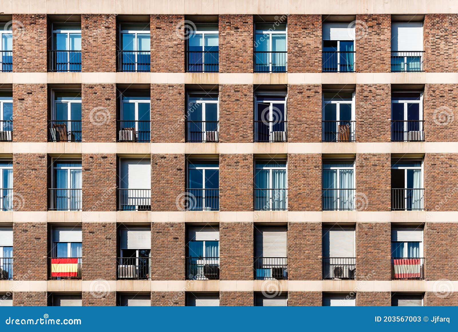 Full Frame of Brick Facade of Residential Building with Array of ...