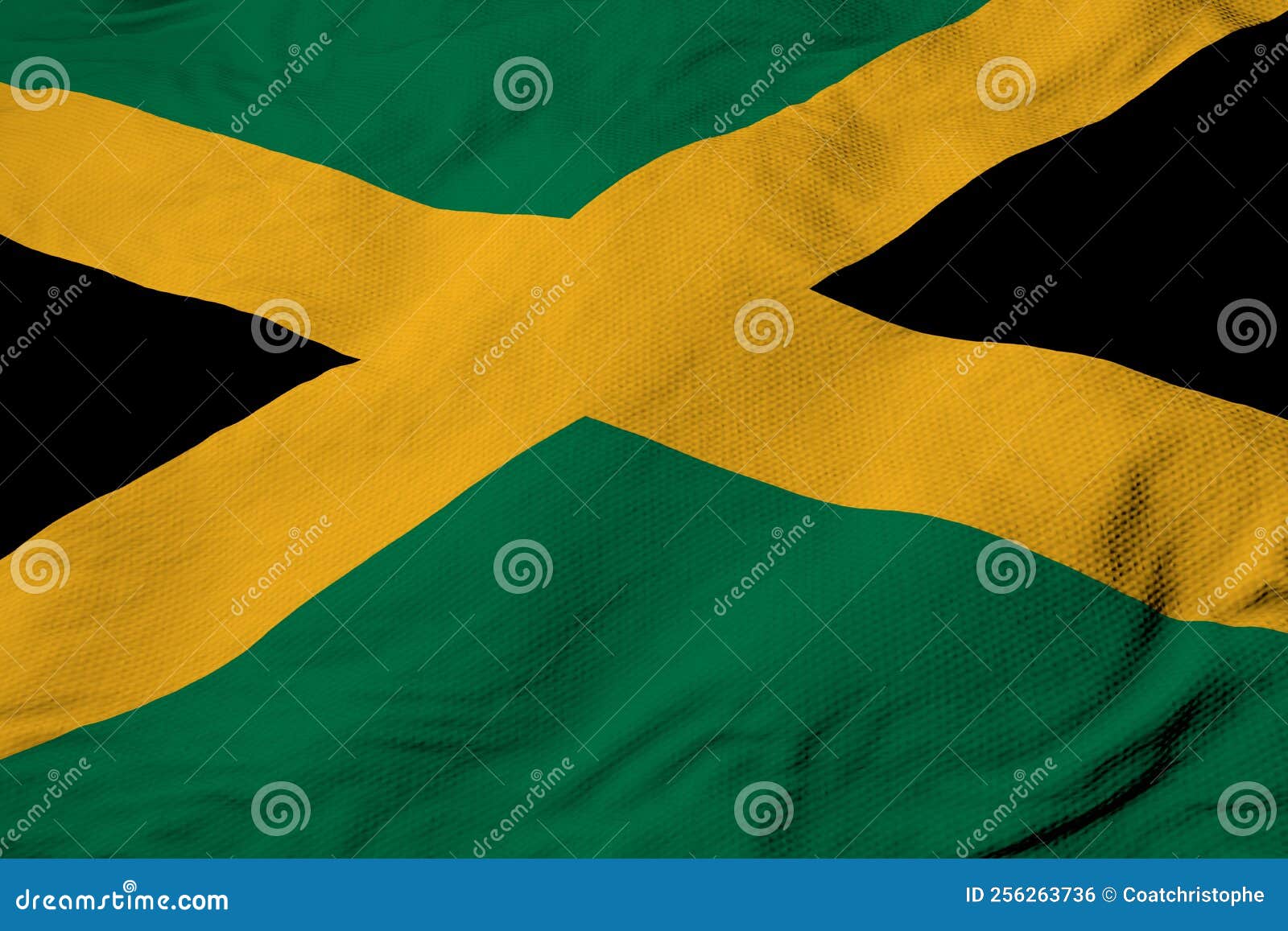 Jamaican Flag in 3D Rendering Stock Illustration - Illustration of ...
