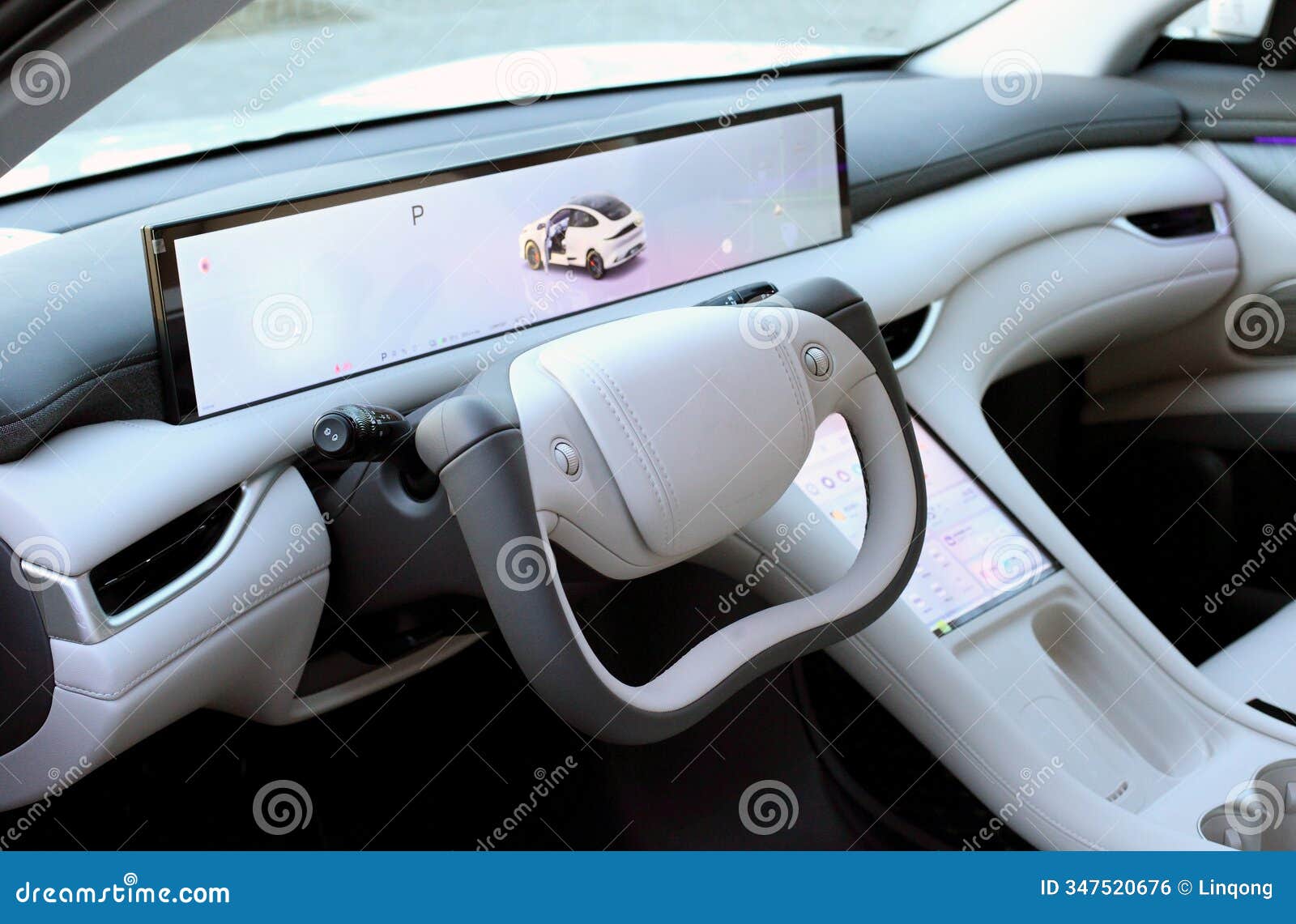 Full-frame Digital Cockpit of Electric Car. Stock Photo - Image of ...