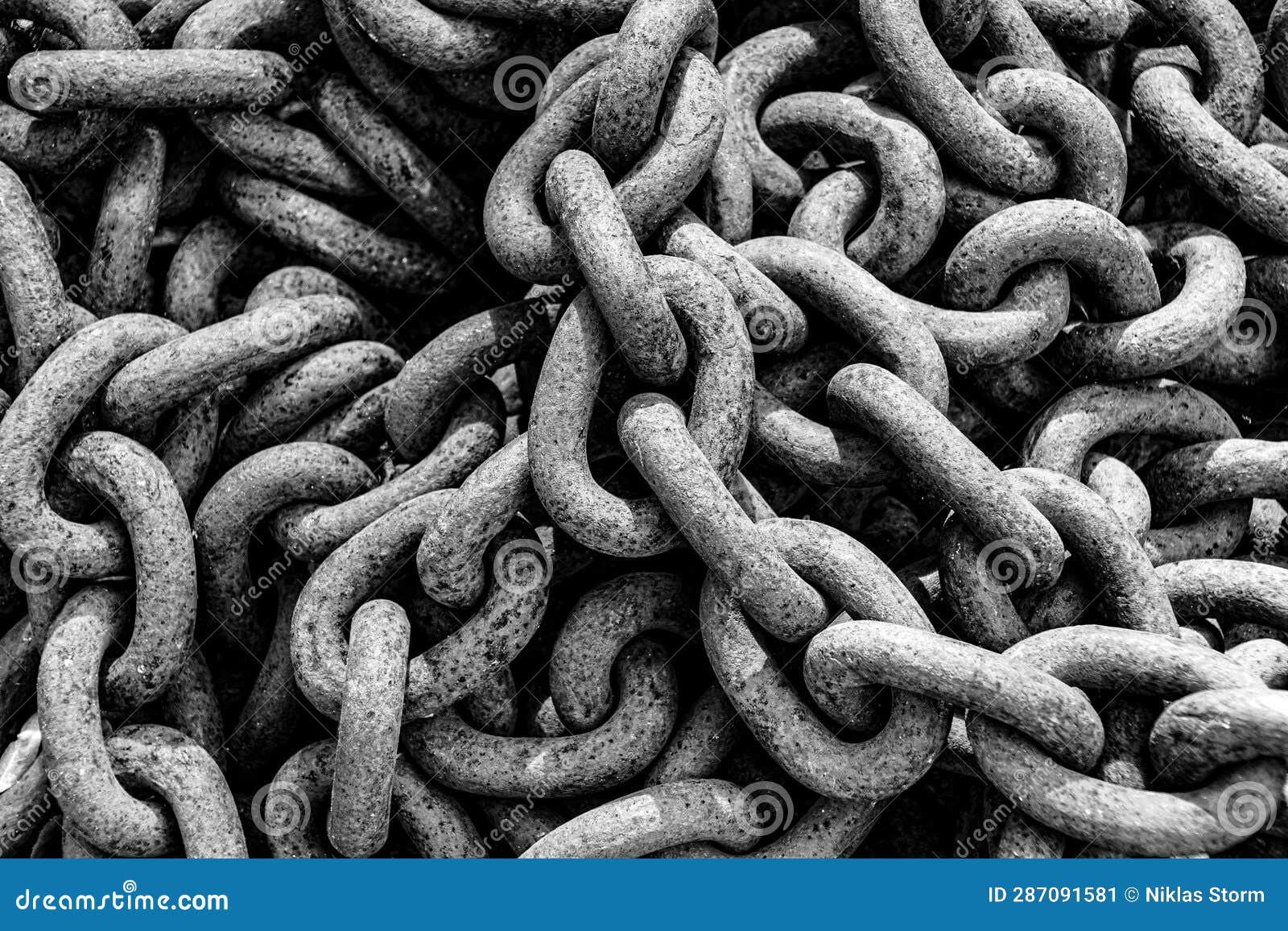 Full Frame Shot of Chains in Black and White Stock Image - Image of ...
